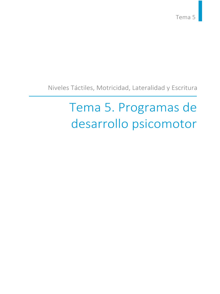 Tema 5 Programas de Desarrollo Psicomotor | PDF | Neuroplasticidad | Aprendizaje