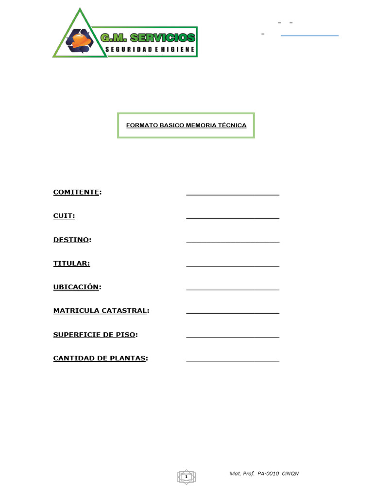 Formato Básico Memoria Incendios | PDF