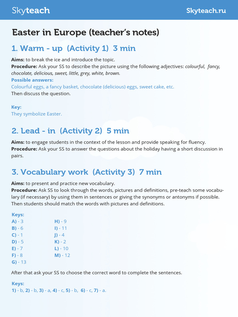 Easter in Europe Teachers Notes | PDF