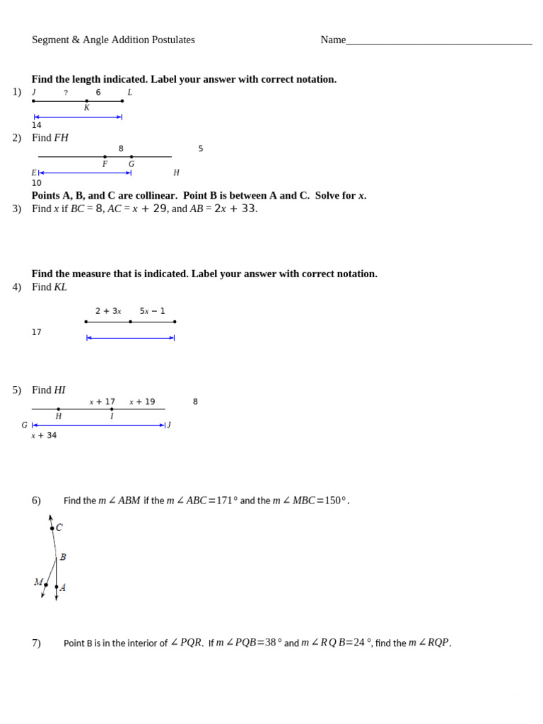 Find The Length Indicated. Label Your Answer With Correct Notation | PDF