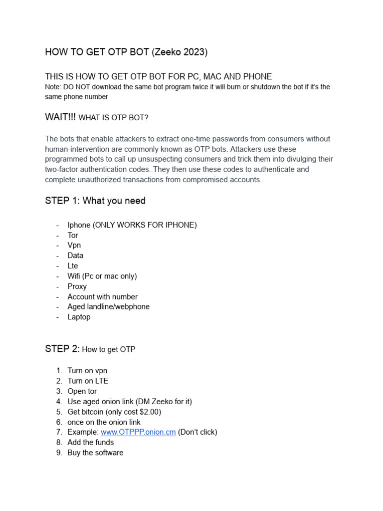 How to Get Otp Bot (Zeeko 2023) | PDF How to Get Otp Bot (Zeeko 2023) | PDF