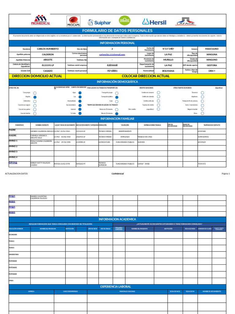 Cca - Form. de Datos Personales | PDF