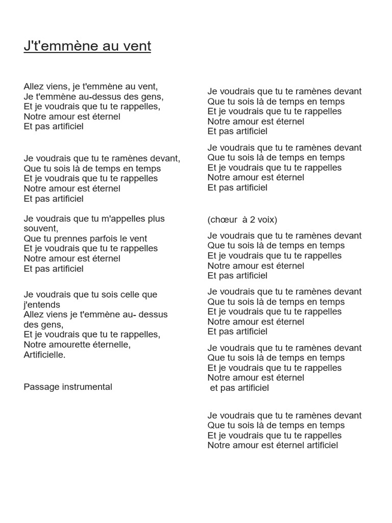 J T Emmene Au Vent | PDF