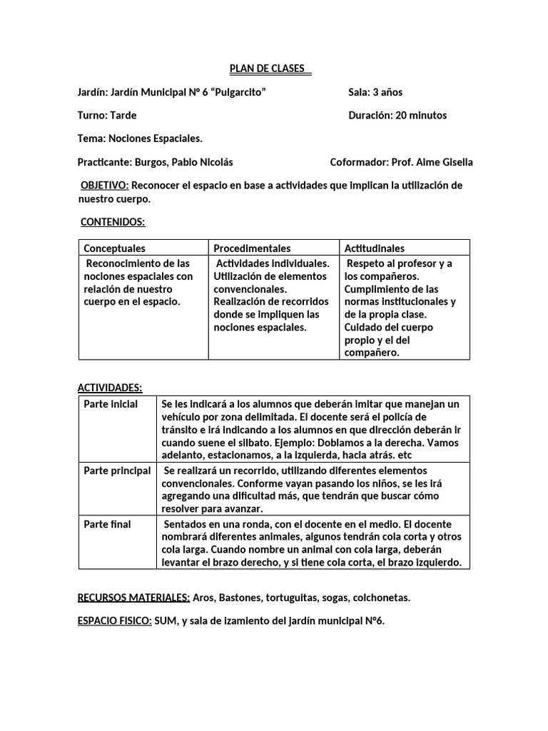 Plan de Clases. 04-09 | PDF