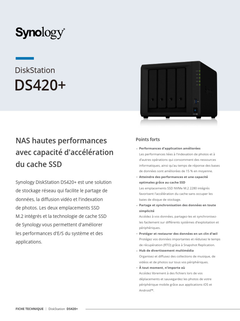 Synology DS420 Plus Data Sheet Fre | PDF