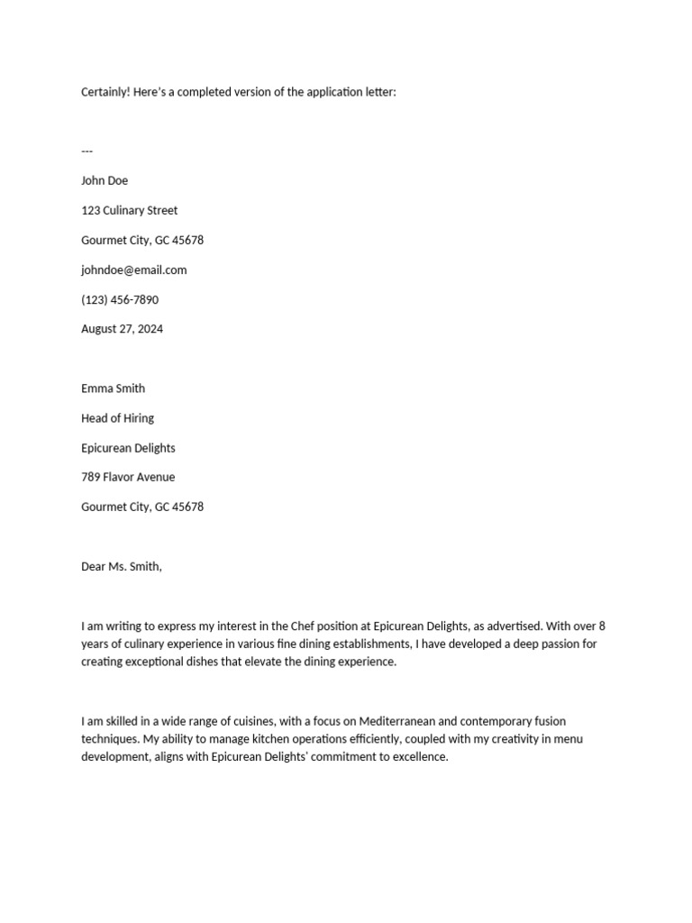 Application Letter | PDF