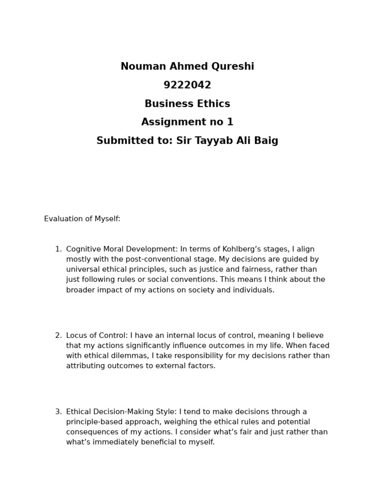 Business Ethics Assignment | PDF