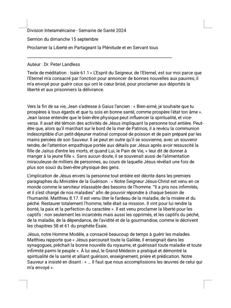 Semaine De Priere De La Sante Pdf