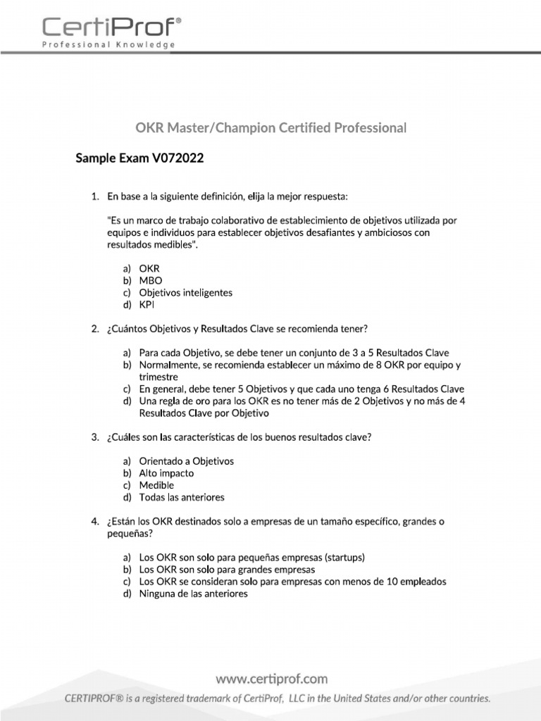Examen OKR Ejemplo v1 | PDF
