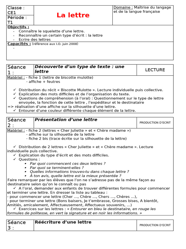 séquence la lettre | PDF