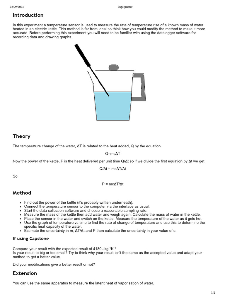 Required Practical Specific Heat | PDF
