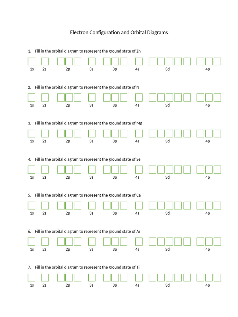 10CHEM Electron Configuration Homework | PDF
