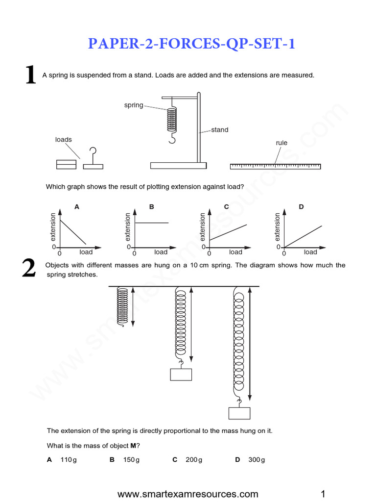 1.3 0654 P2 Effects of Forces Set 1 QP | PDF