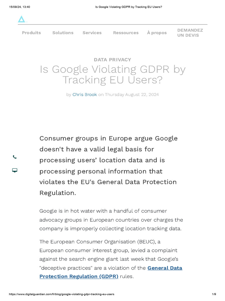 (Dark Patterns 4) Is Google Violating GDPR by Tracking EU Users | PDF