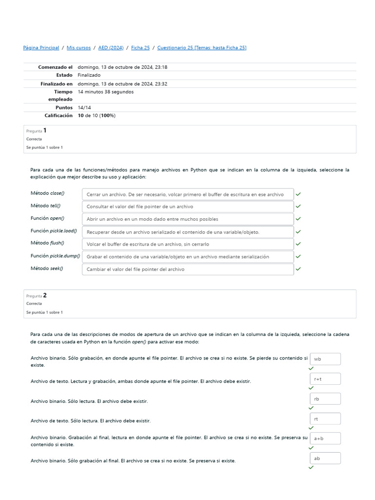 Cuestionario 25 (Temas - Hasta Ficha 25) - Revisión Del Intento - UV | PDF