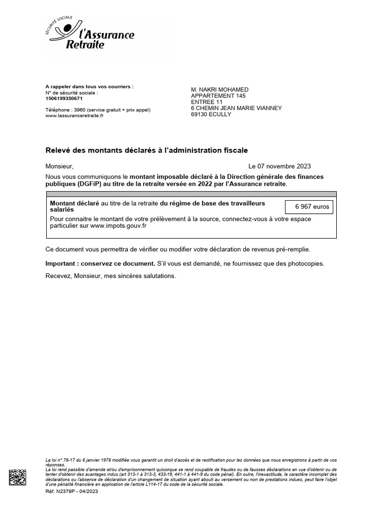 Attestation Fiscal e | PDF