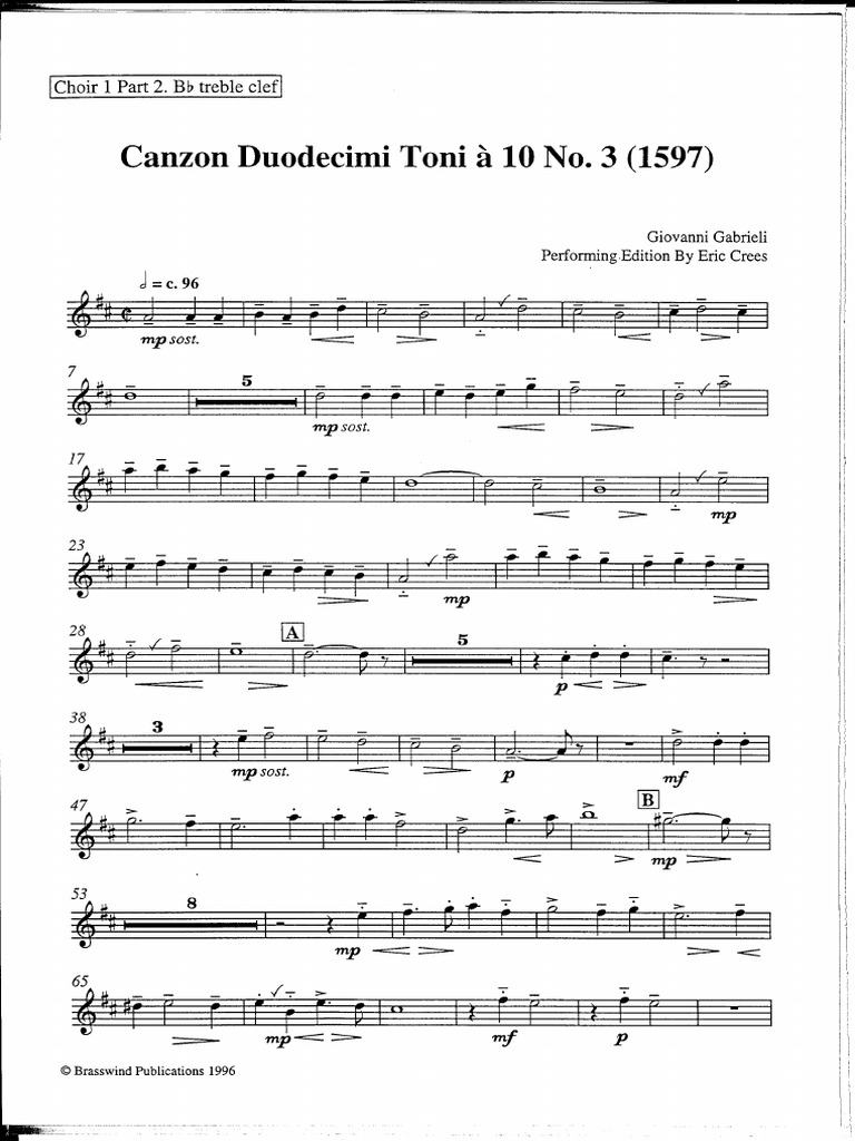 Gabrieli Canzon Duodecimi Toni A 10 No. 3. 2. Trompet | PDF
