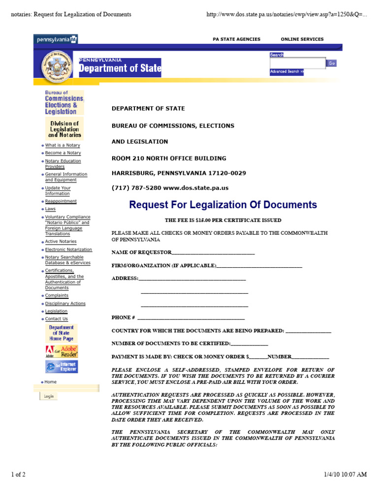PA Apostille Order Form | PDF