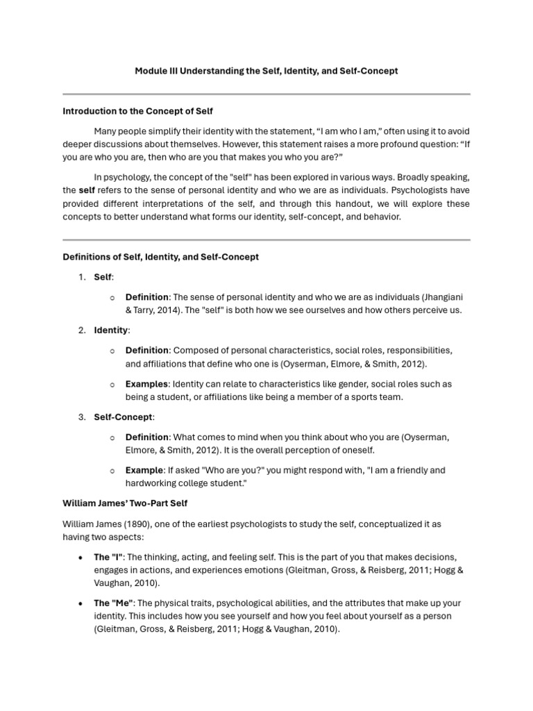 Understanding Self and Identity Concepts | PDF | Self Concept ...