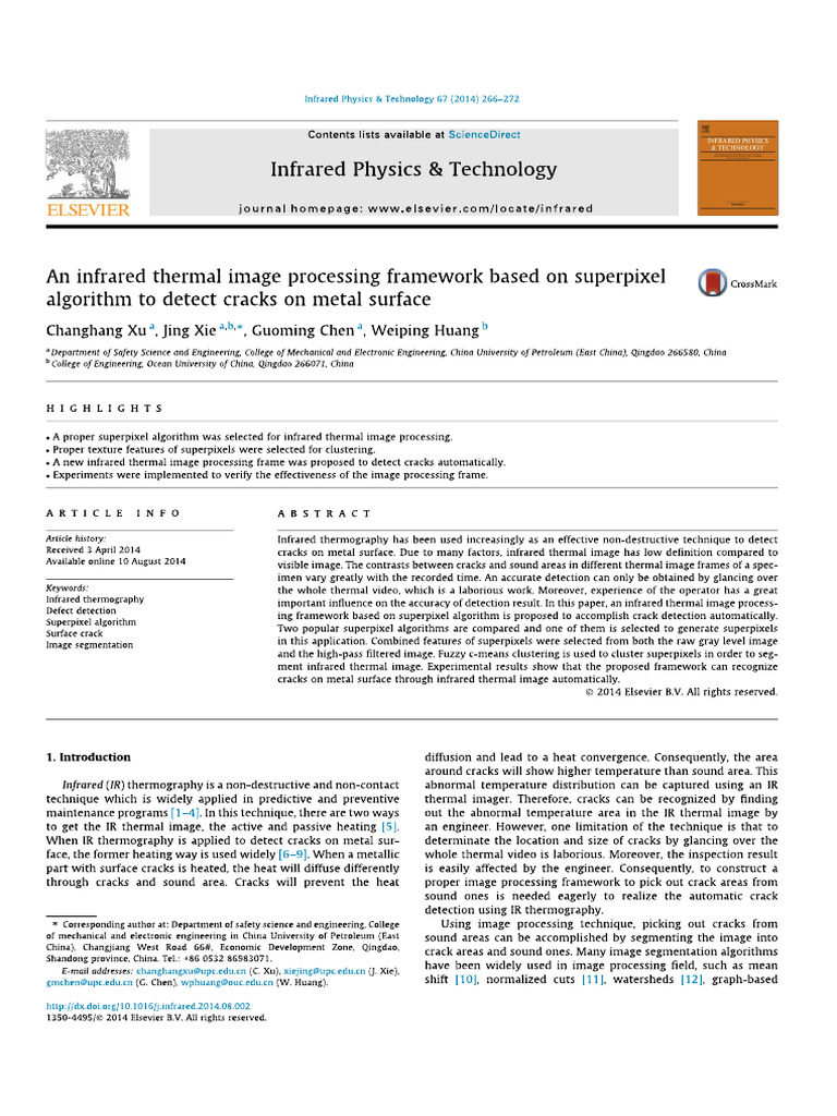 Article - An Infrared Thermal Image Processing Framework Based On ... Article - An Infrared Thermal Image Processing Framework Based On ...