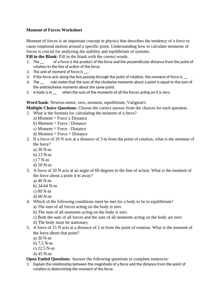 Year 8 Cambridge Checkpoint Forces Calculations | PDF | Force | Torque