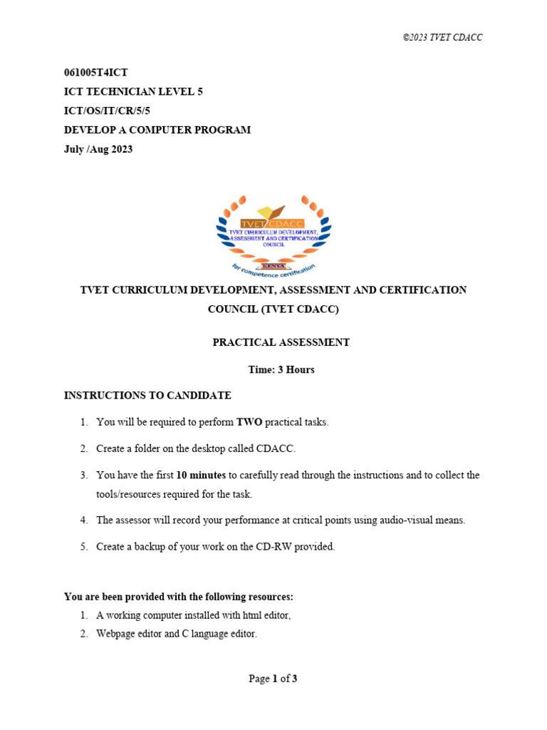 Candidate Practical Assessment Programming | PDF