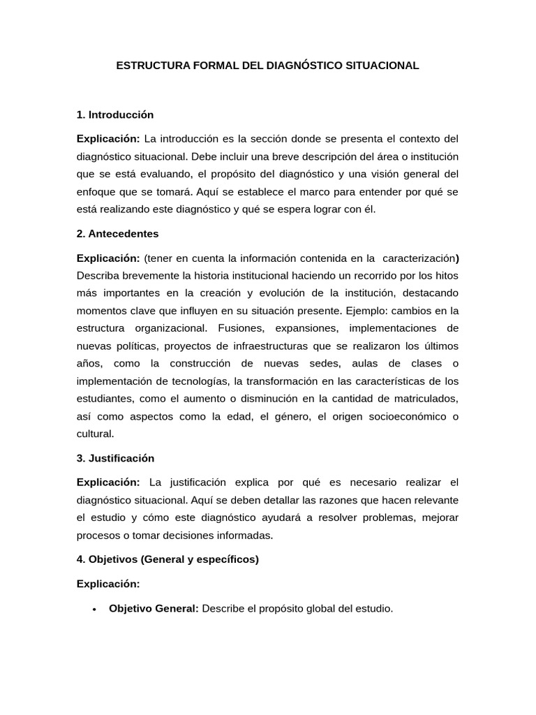 Estructura Del Diagnóstico Situacional Ok | PDF
