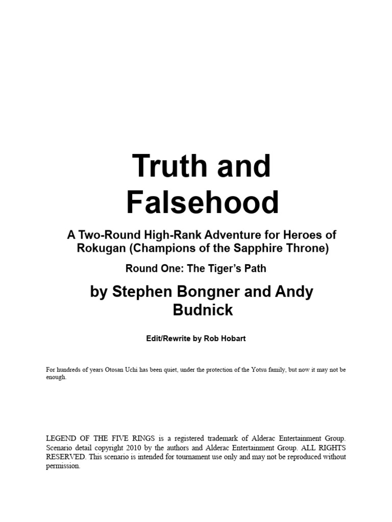 Truth and Falsehood Part 1 | PDF