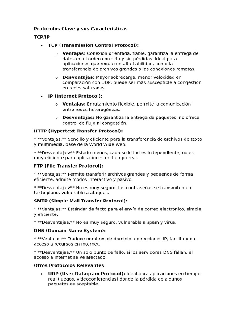 Introduccio A Los Protocolos de Red - Ventajas y Desventajas | PDF
