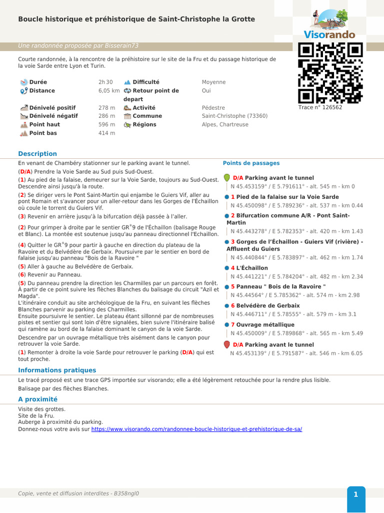 Visorando Boucle Historique Et Prehistorique de Saint Christophe La Grotte | PDF