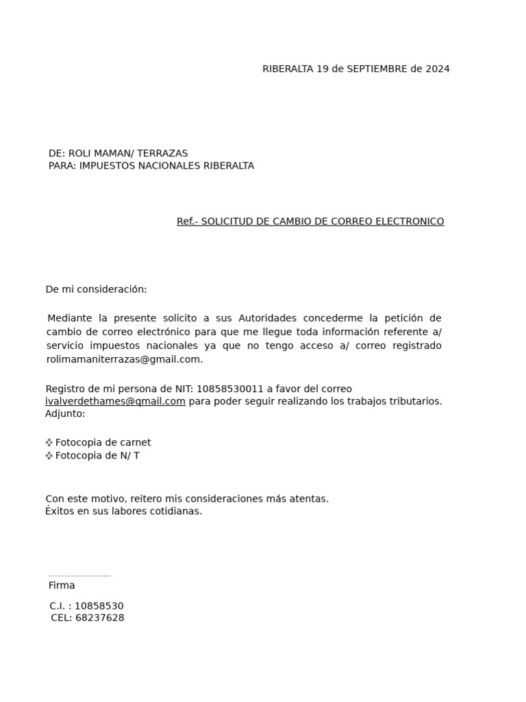 Solicitud Roli | PDF