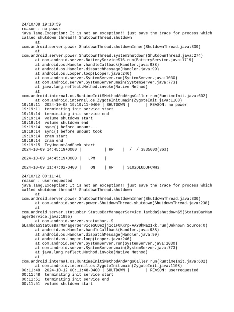 Power Off Reset Reason | PDF