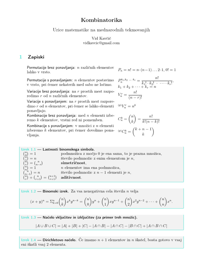 1 MAT Kombinatorika | PDF