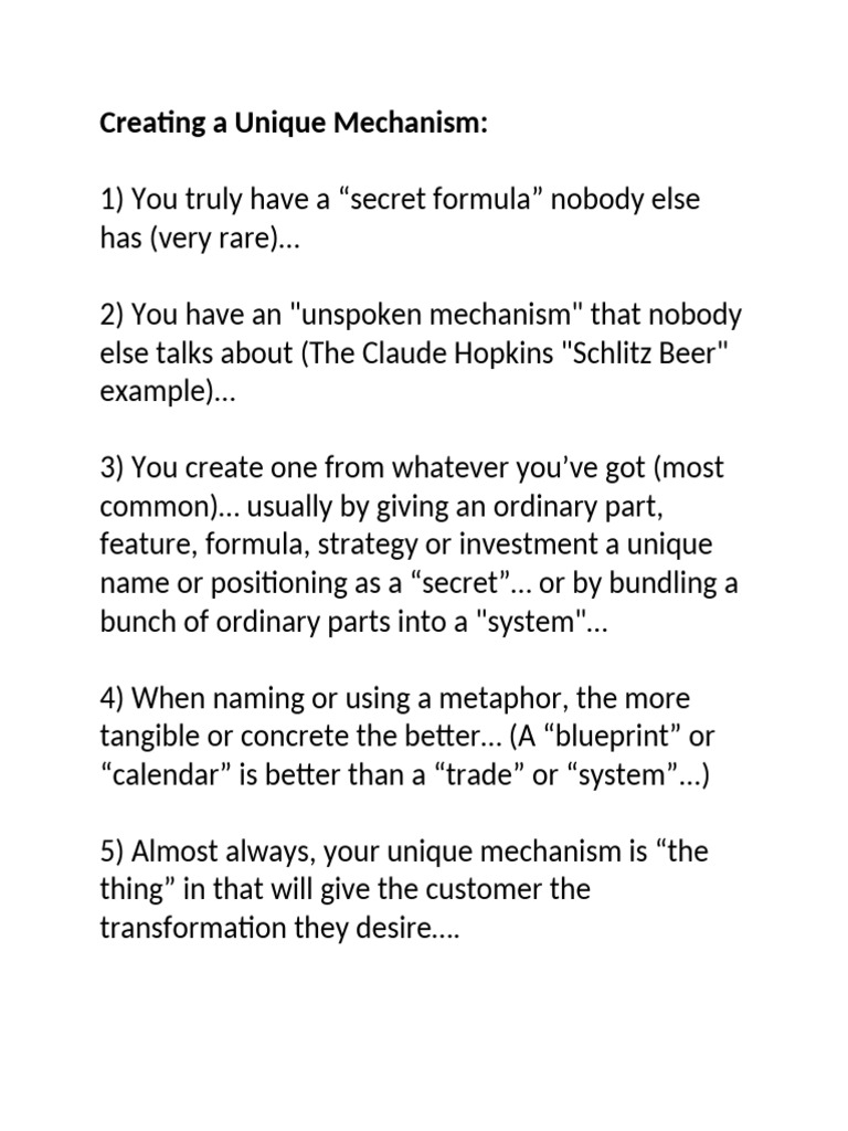 Session #5 Handout - Creating A Unique Mechanism | PDF