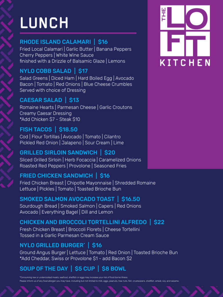 NYLO Warwick LOFT Lunch Menu LTR Final Digital | PDF