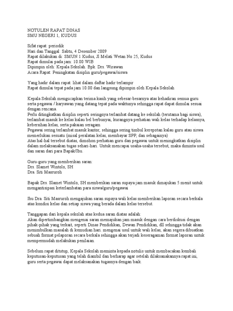 Notulen Rapat Dinas | PDF