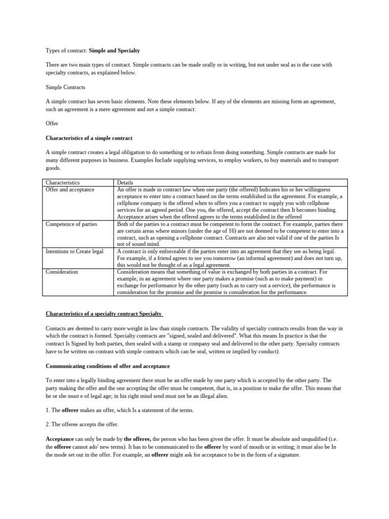 Contract Handout | PDF