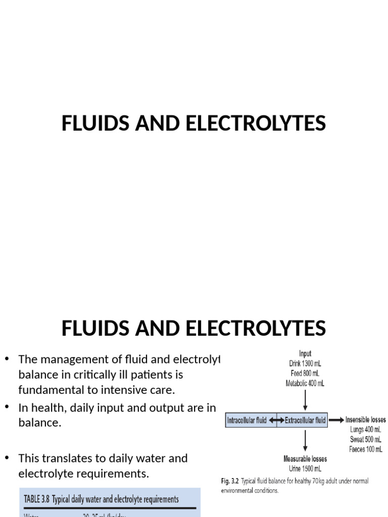 Fluids, Electrolyte & Nutrition | PDF