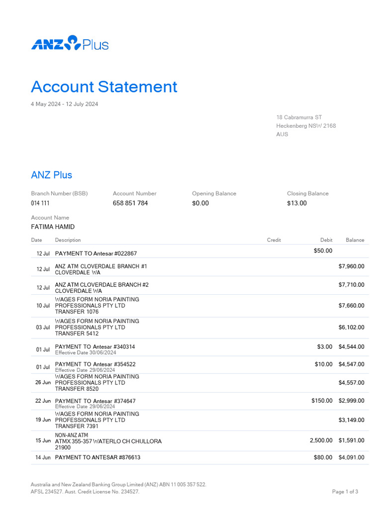 ANZ Plus Statement May_Jul2024 | PDF