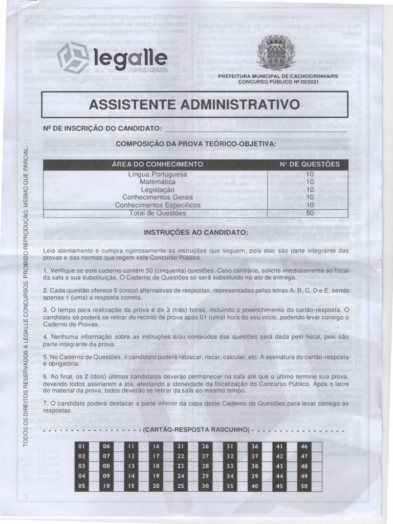 Prova Assistente Administrativo 1 | PDF