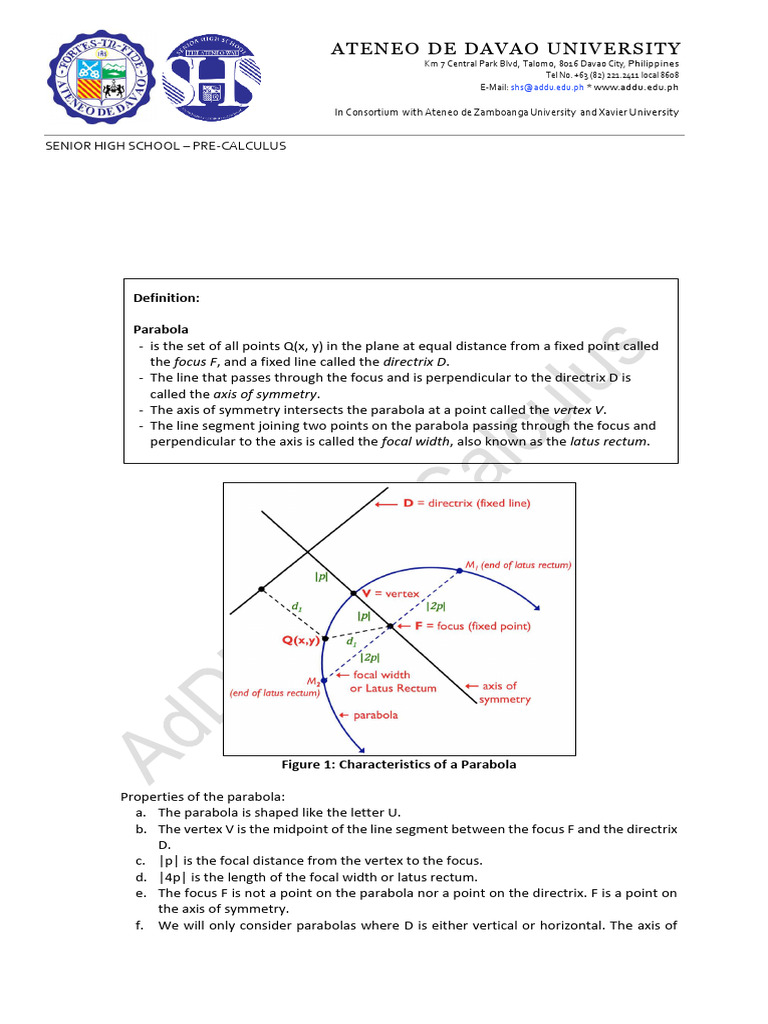 Lecture Notes 3 - The Parabola | PDF