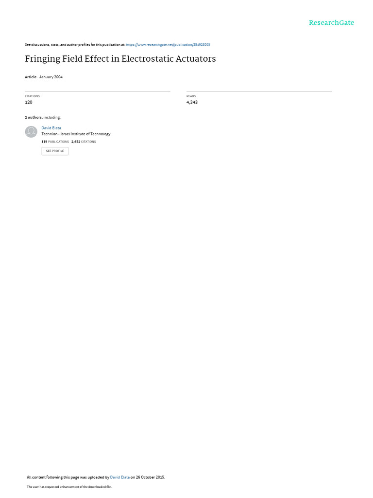 Fringing Field Effect in Electrostatic Actuators | PDF