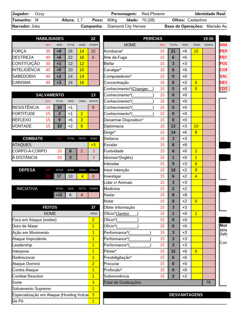 Ficha M&M 2.0 - Red Phoenix 3.0 | PDF