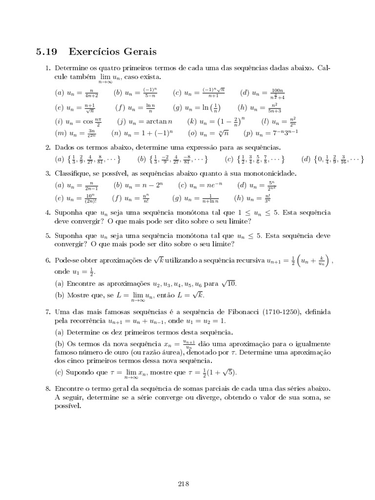 Lista 5 Sequências Séries | PDF