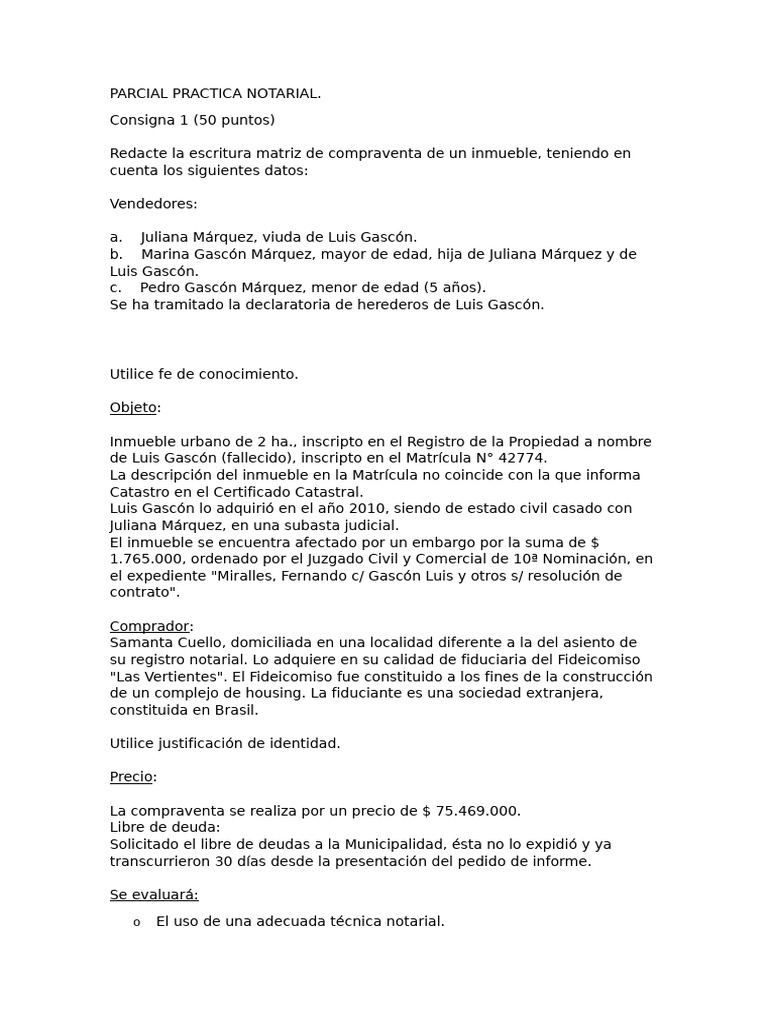 Parcial Practica Notarial | PDF | Ley común | Derecho Civil (Common Law)