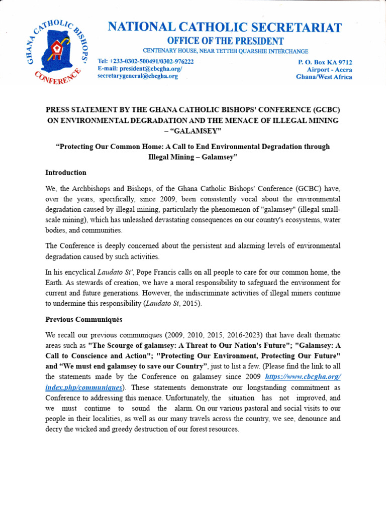 Ghana Bishops Urge End to Galamsey | PDF | Natural Environment