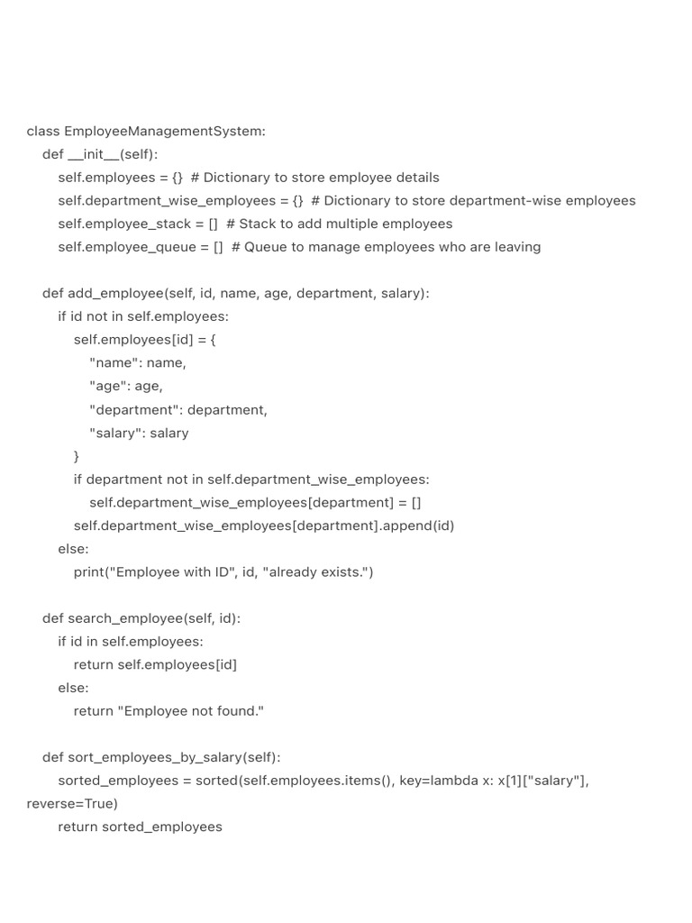 Class EmployeeManagementSystem: PDF | PDF | Computer Programming ...