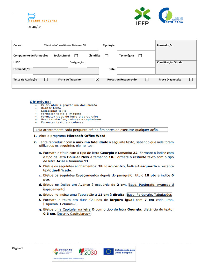 Ficha Trabalho #3 | PDF
