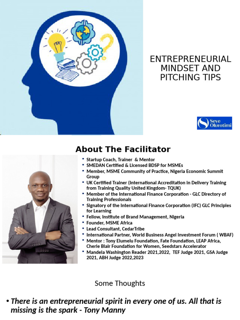 Entrepreneurial Mindset and Pitching Tips | PDF