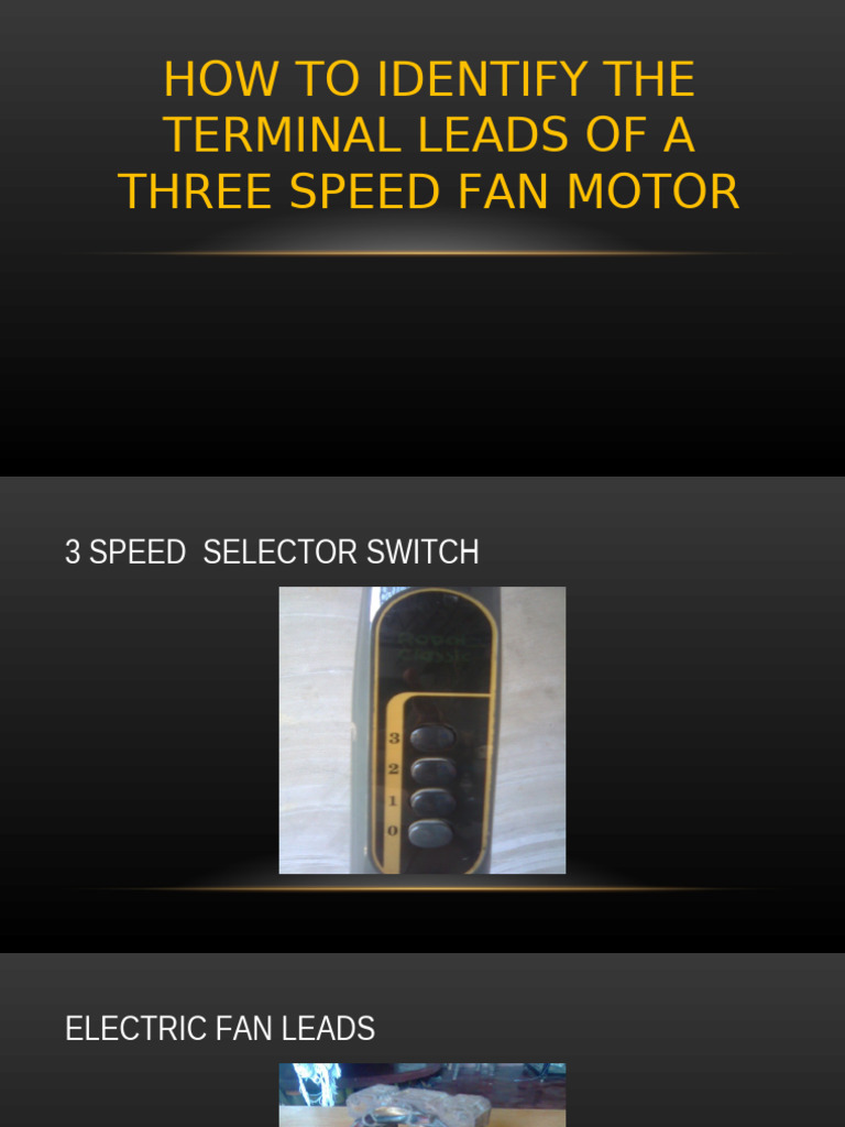 Identifying Three-Speed Fan Terminals | PDF